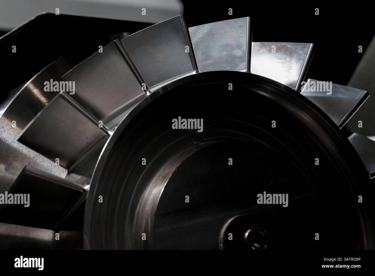 a machine shaft with blades, metalworking, machine parts, shiny metal ...