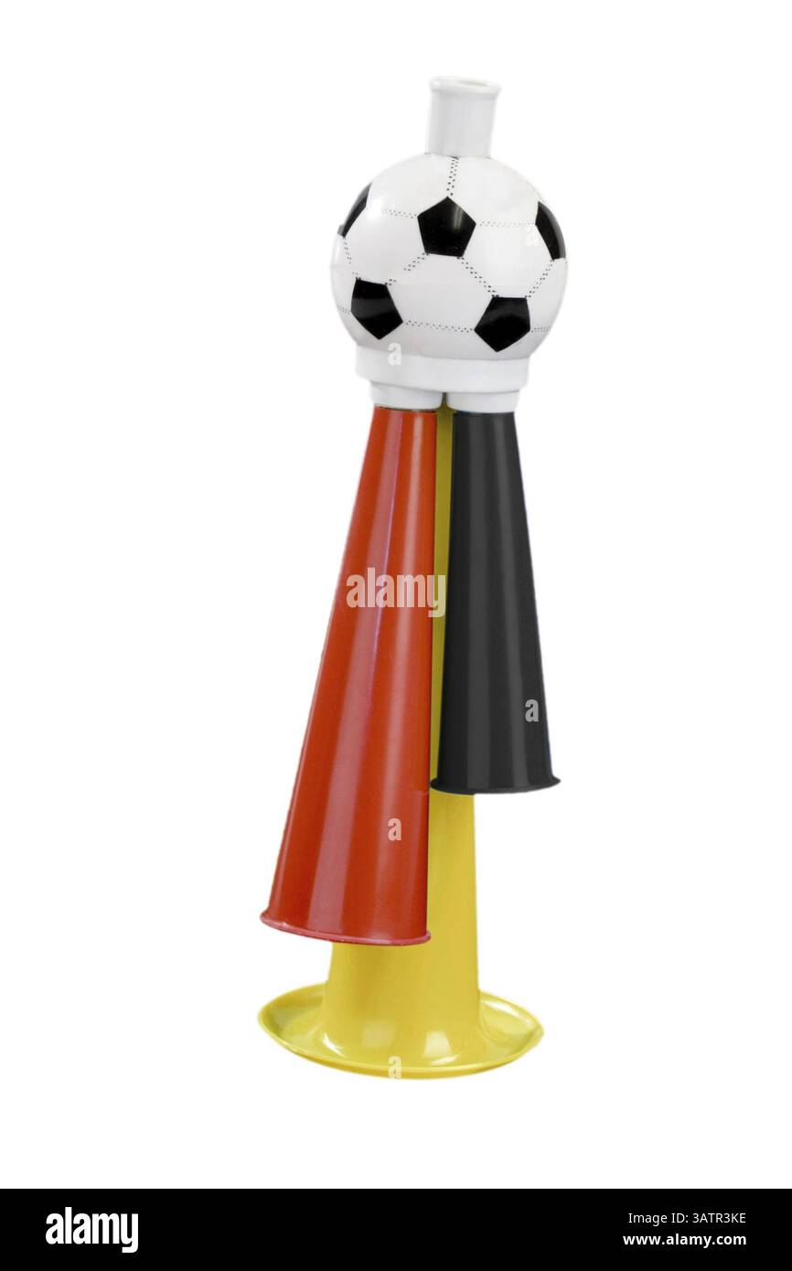 Black, red and gold football trophy - cropped on a white background ...