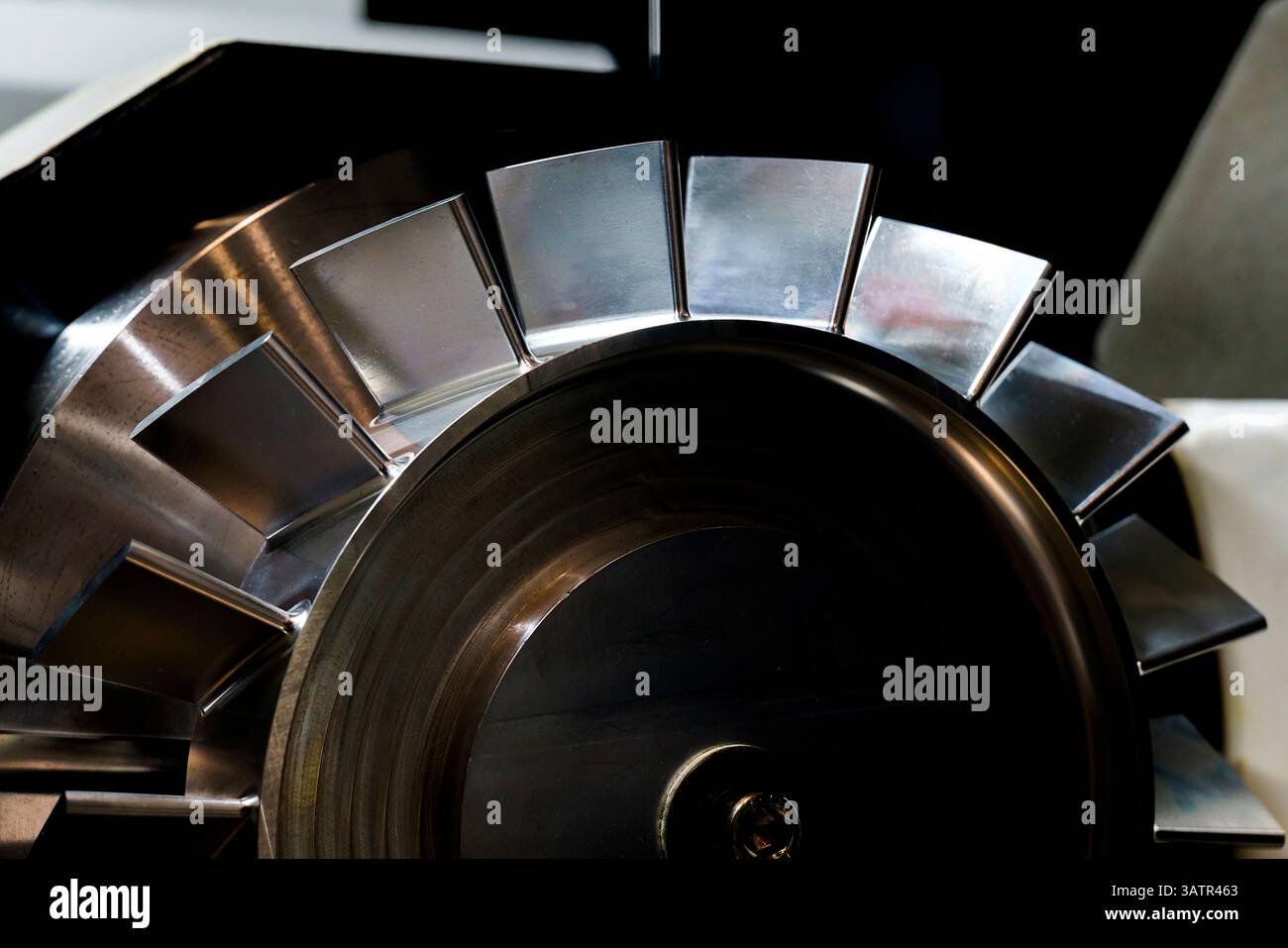 a machine shaft with blades, metalworking, machine parts, shiny metal ...