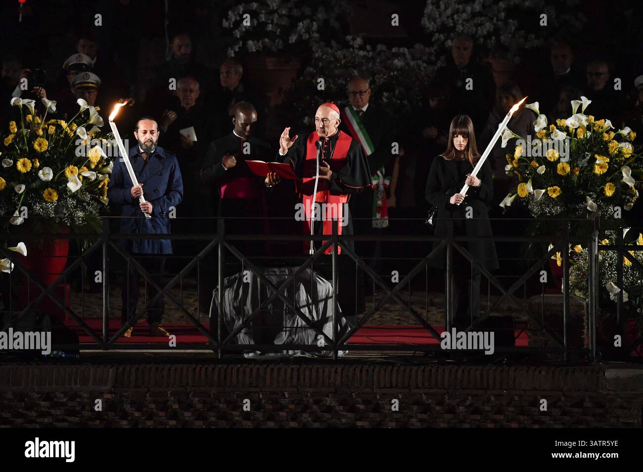 Rome, Italy. 18th Apr, 2025. Cardinal Baldassare Reina presides over ...