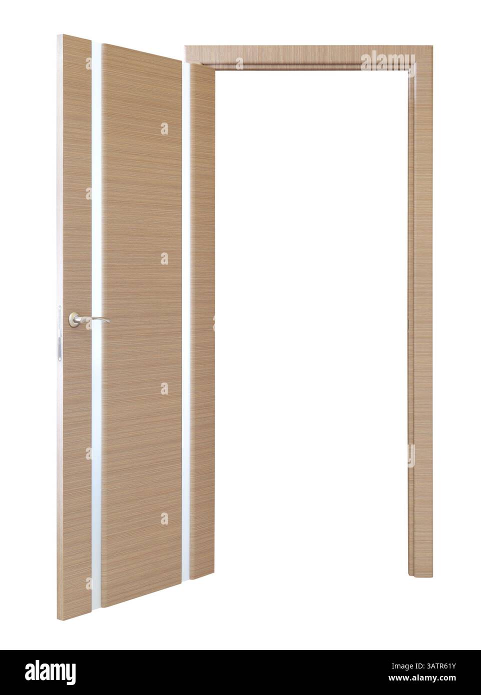 An open light wooden door, isolated over white Stock Photo - Alamy