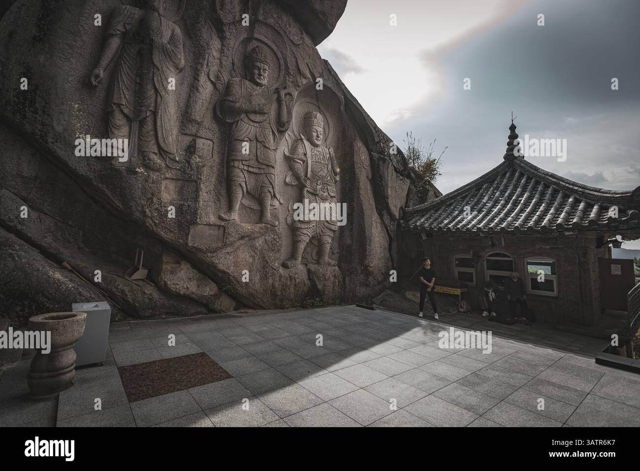 Impressive stone carvings in the natural cave at Seokbulsa Temple ...