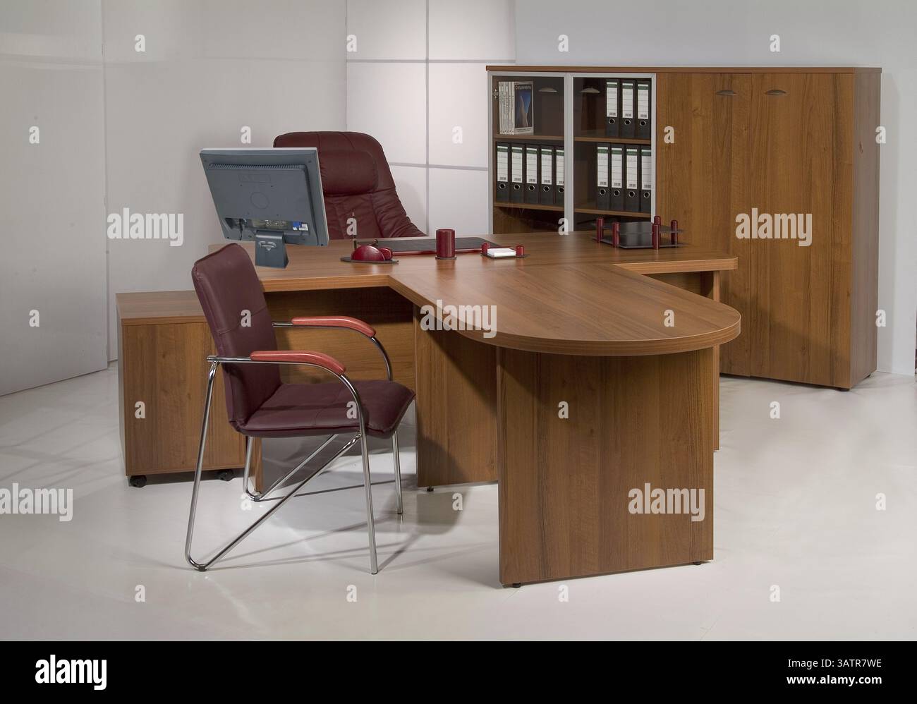 Suite of office furniture on isolated studio background Stock Photo - Alamy