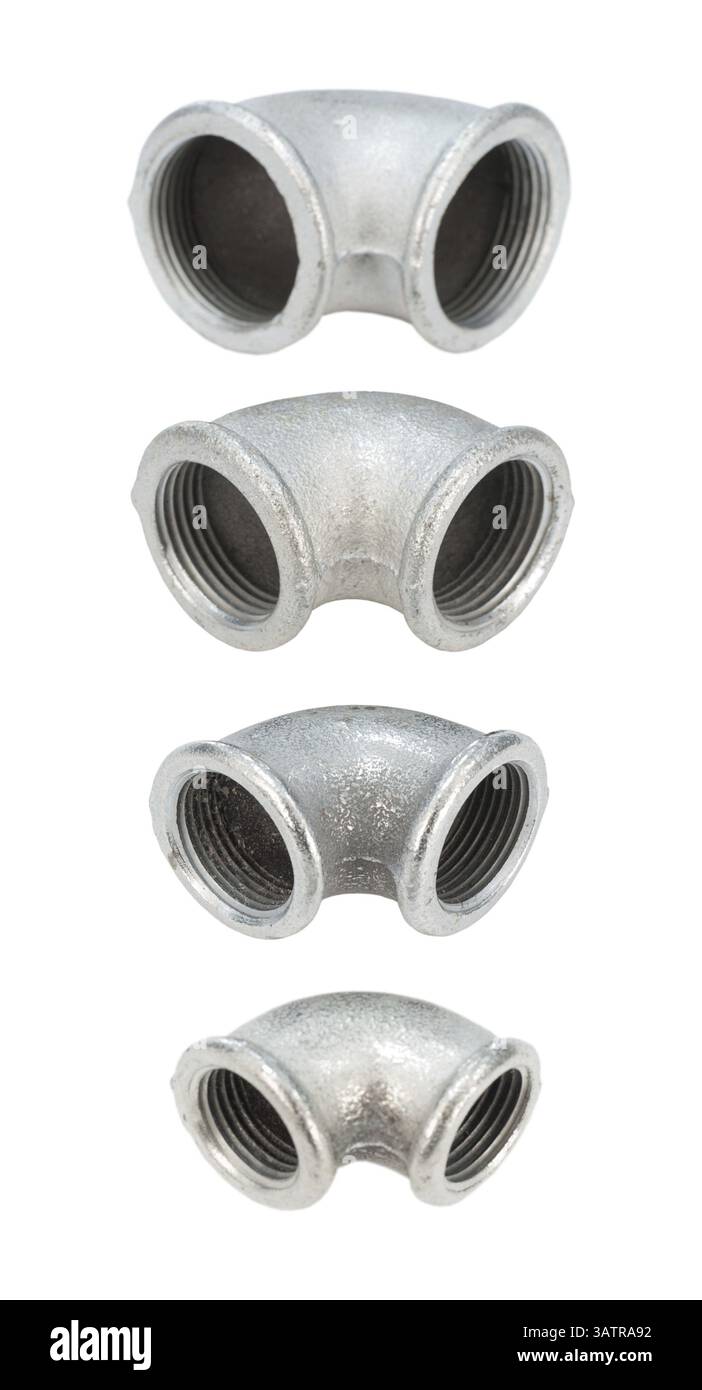 Four metal pipe bends with female thread Stock Photo - Alamy