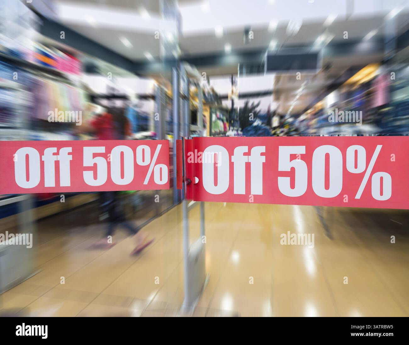 Sign at shop entrance door - off 50 Stock Photo - Alamy