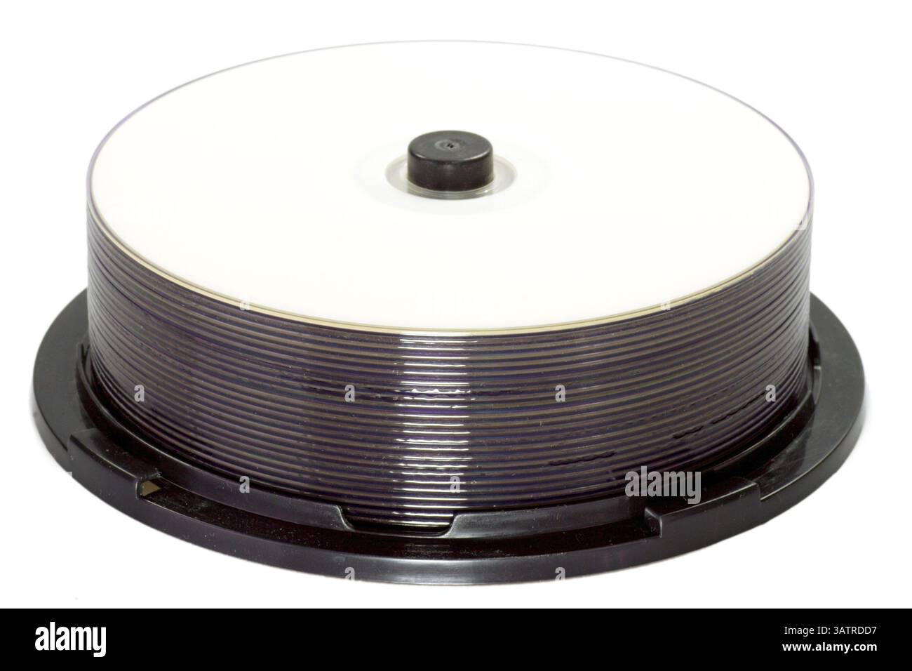 DVD blanks on a spindle Stacked DVDs on a spindle Stock Photo - Alamy