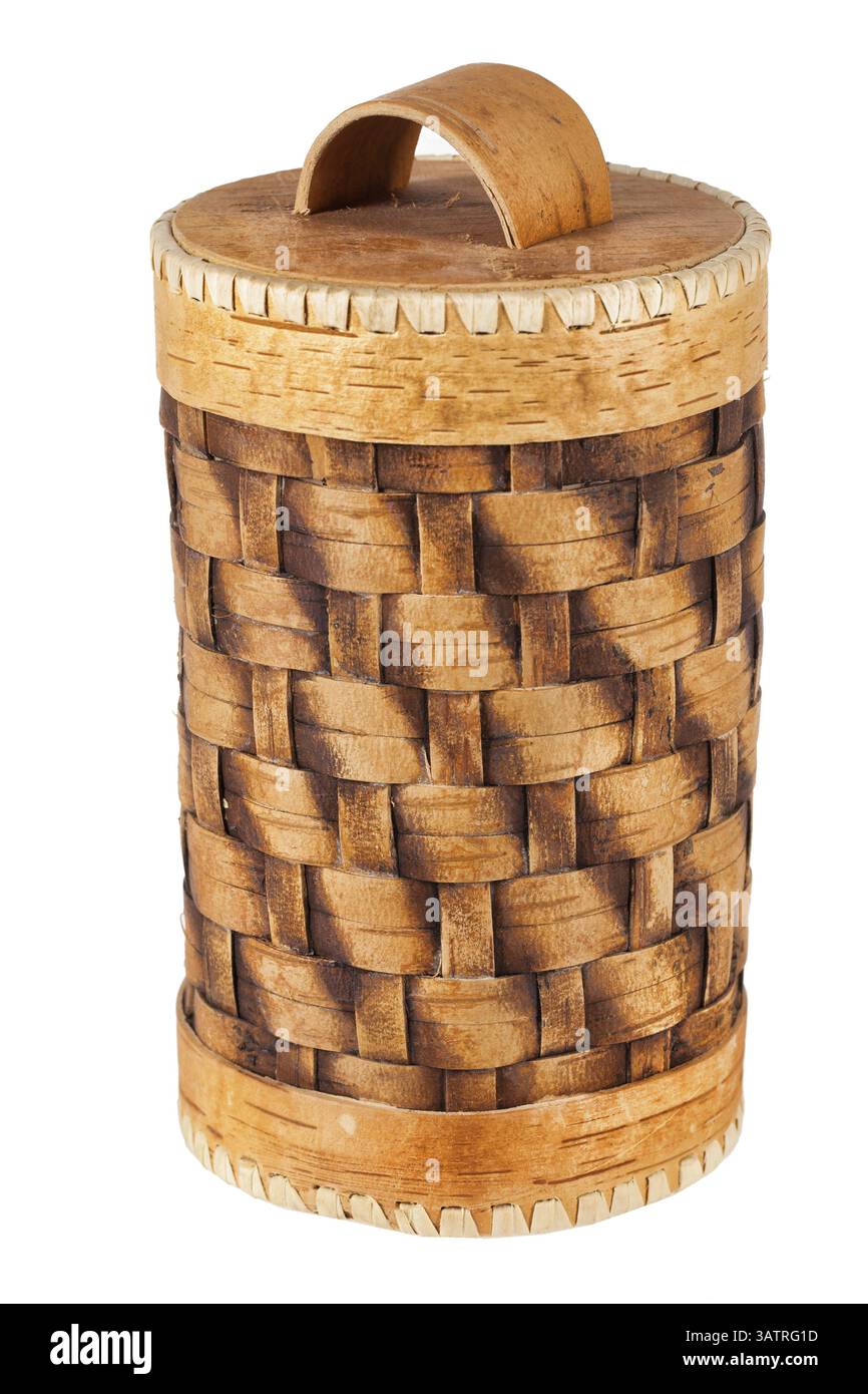 Wooden traditional Russian handmade container on isolated background ...