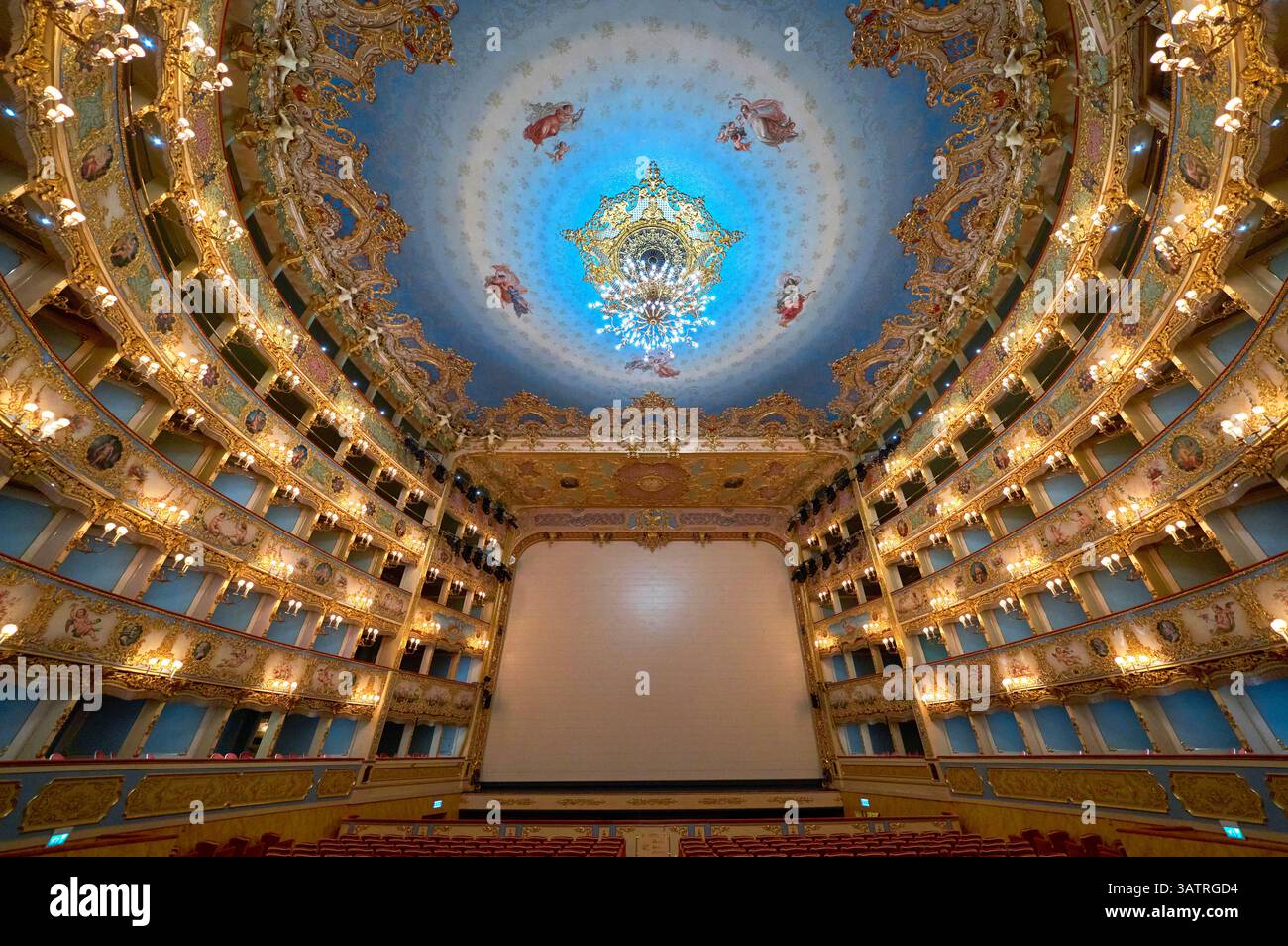 Impressive interior of La Fenice Opera theater, Venice, Italy Stock ...