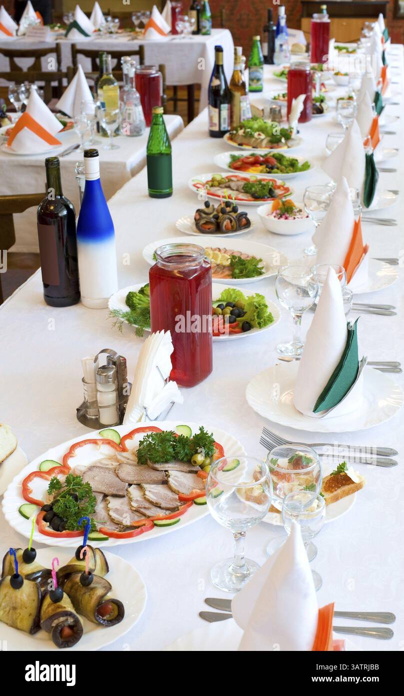 A laid banquet restaurant table, shallow DOF Stock Photo - Alamy