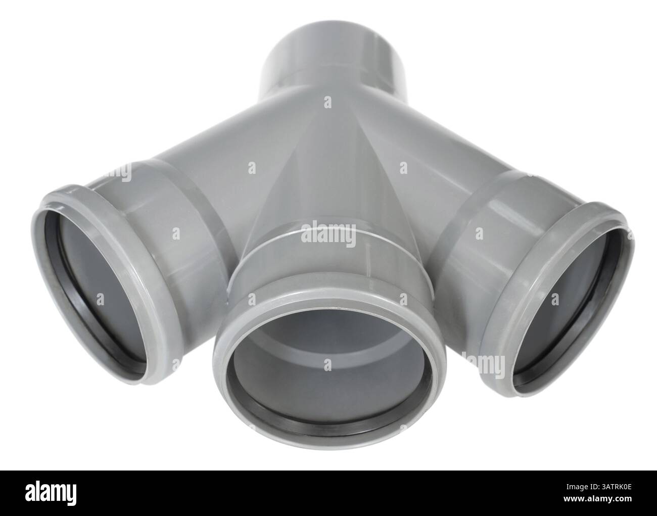 A PVC fitting - a draining four way union Stock Photo - Alamy