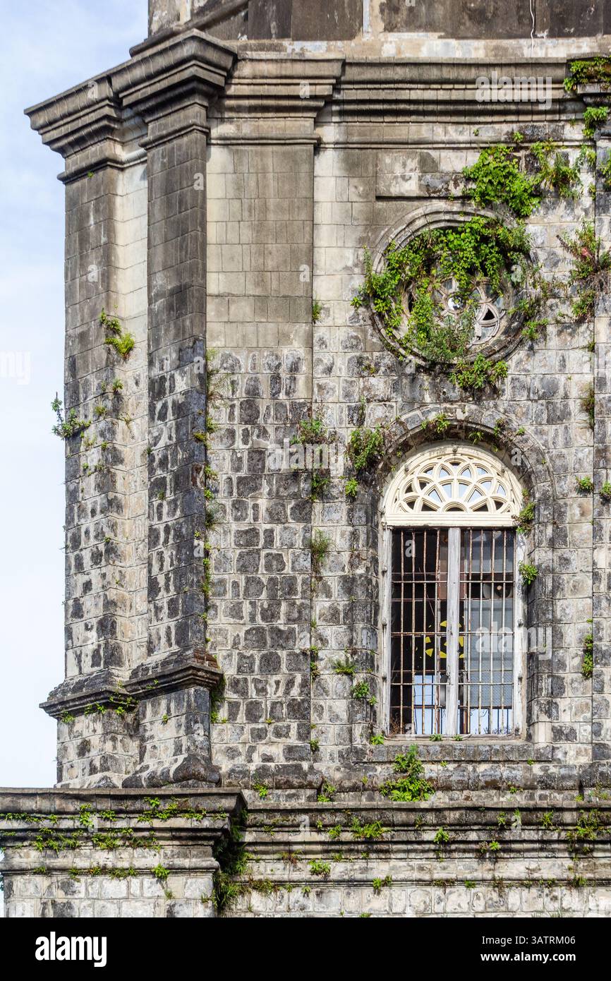 Details of a window and stone columns on the belfry of Molo Church, the ...