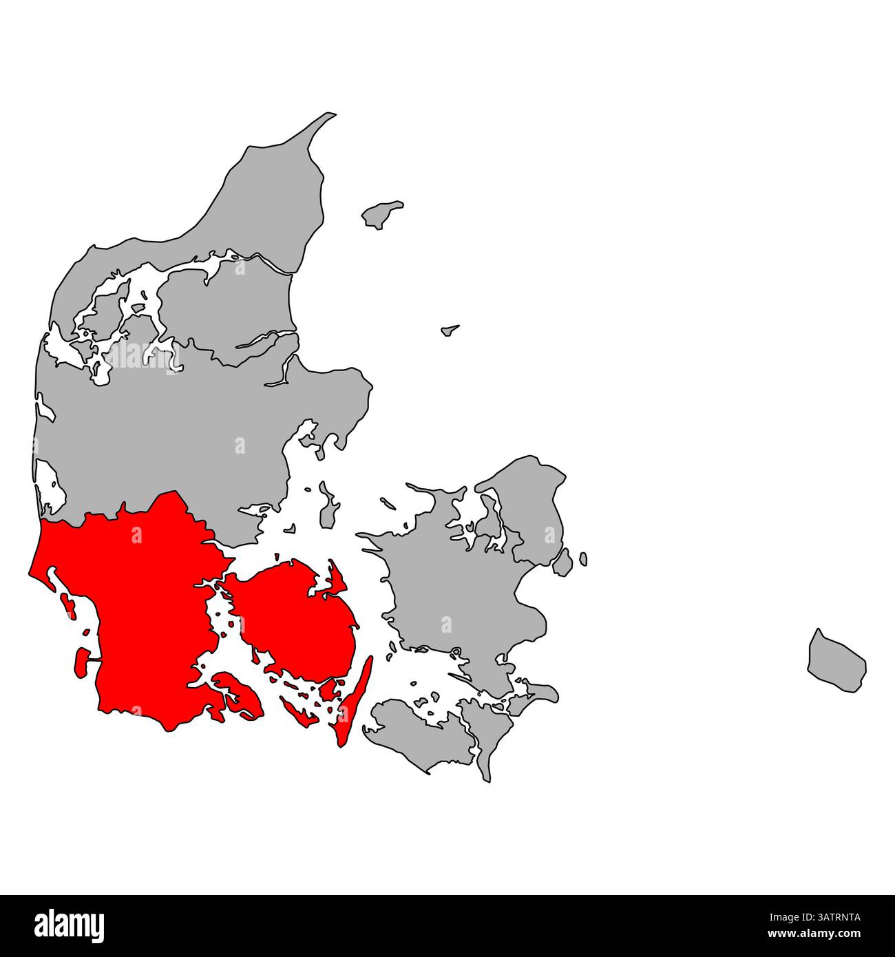 Region of Southern Denmark map shape, travel web flat concept icon ...