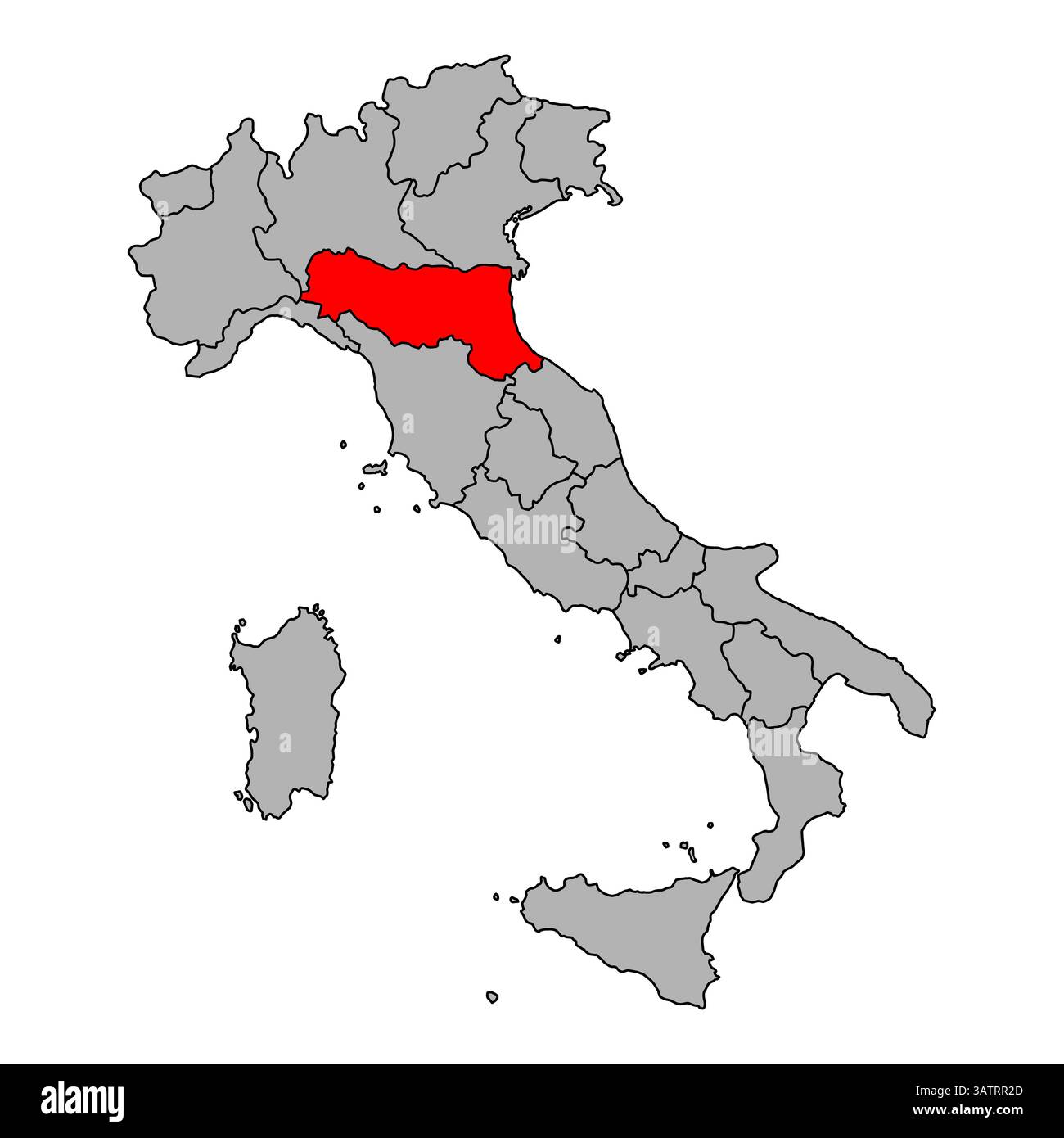 Italy map of Emilia Romagna symbol shape, travel web flat concept icon web vector illustration ...