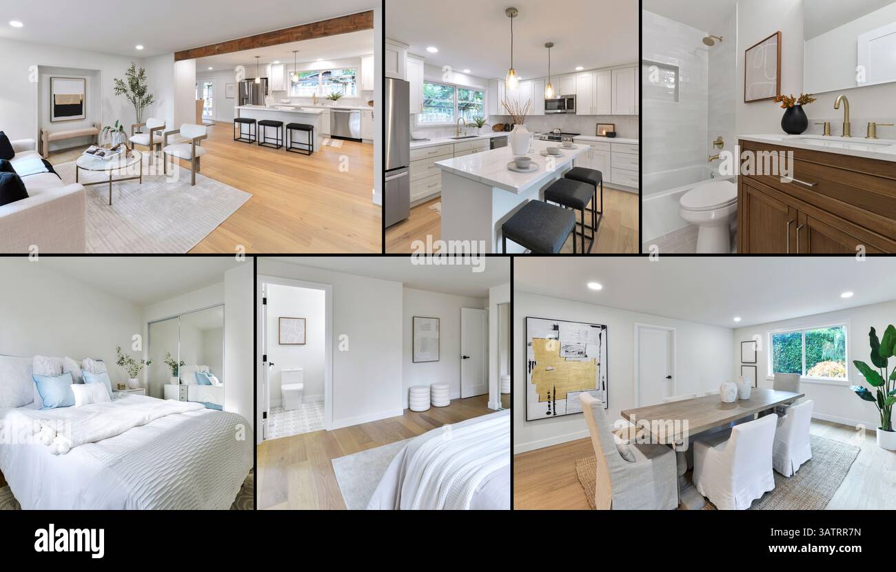 Collage of a modern residential home interior Stock Photo - Alamy