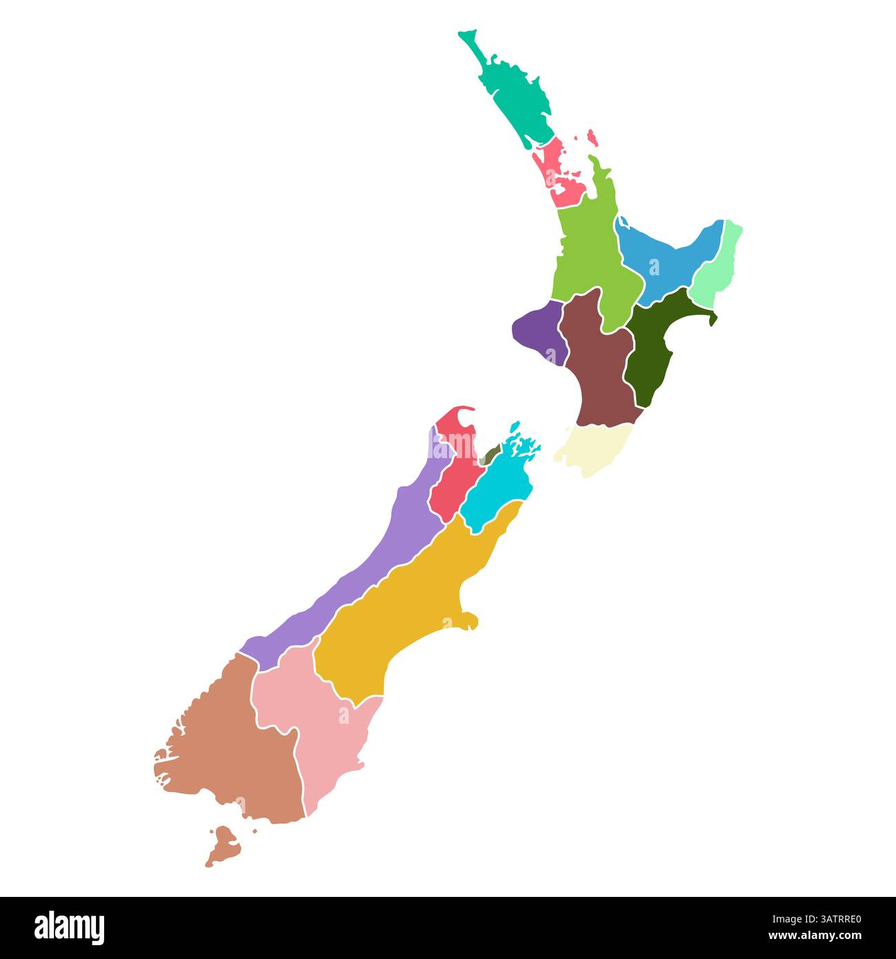 Regions of New zealand map shape, travel web flat concept icon vector ...
