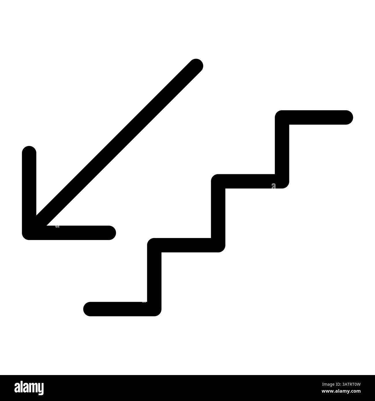 Stairs down arrow graph sign icon. Flat web walk step design vector ...