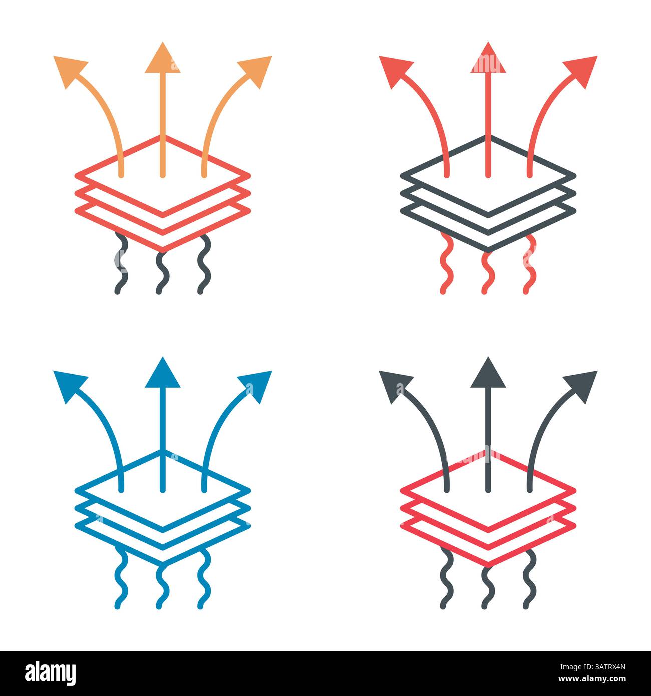 Set of Breathable resistant icon, waterproof material protection sign ...