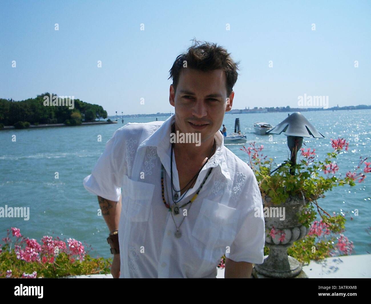 September 4, 2004 - U.S. - Johnny Depp at the Cipriani Hotel in Venice ...