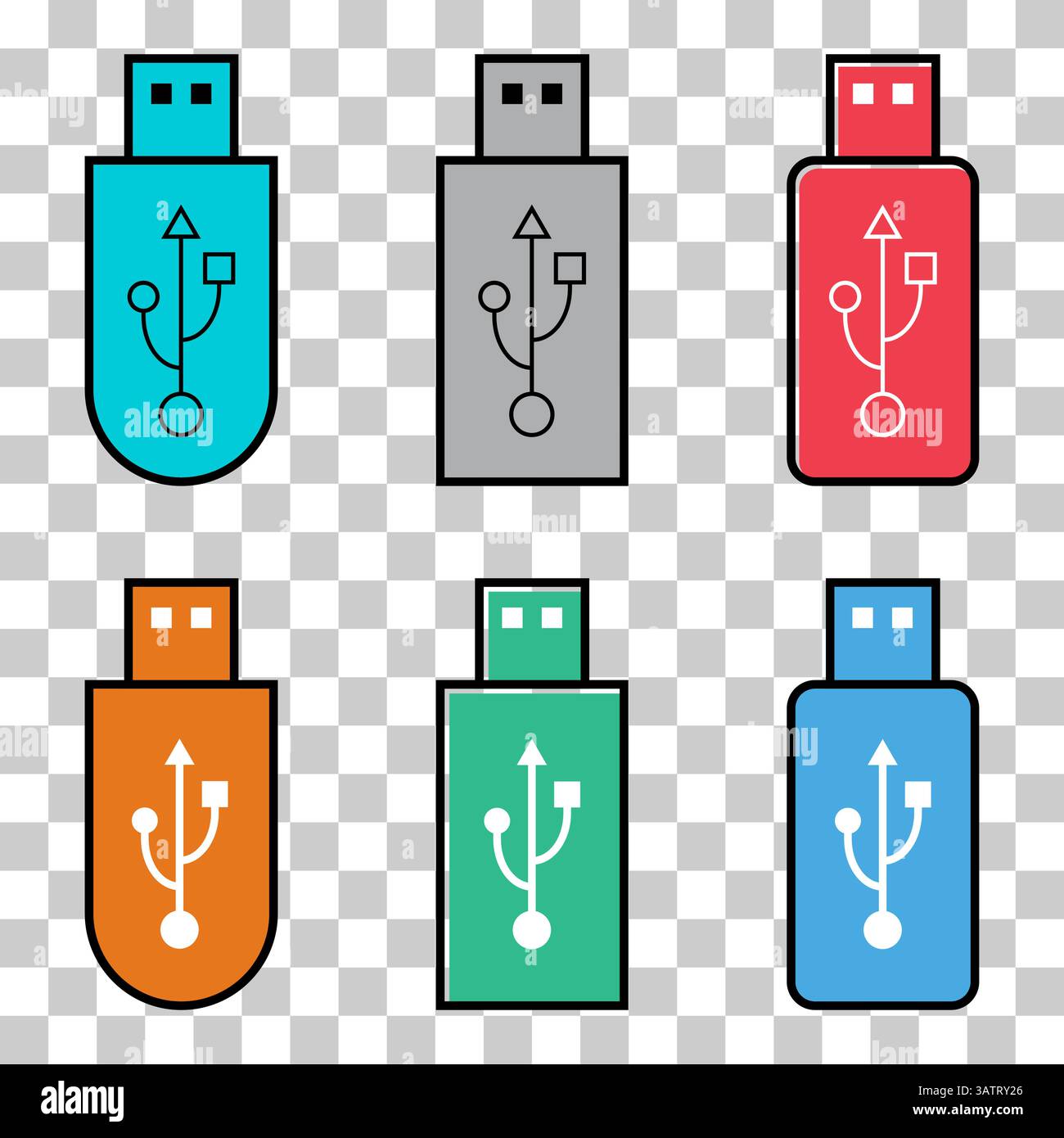 Set of USB icon technology, connect device sign, electronic portable ...