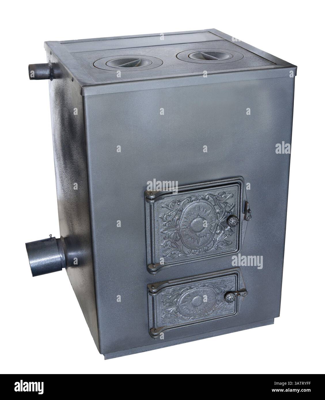 A steel water boiler with a stove plate Stock Photo - Alamy