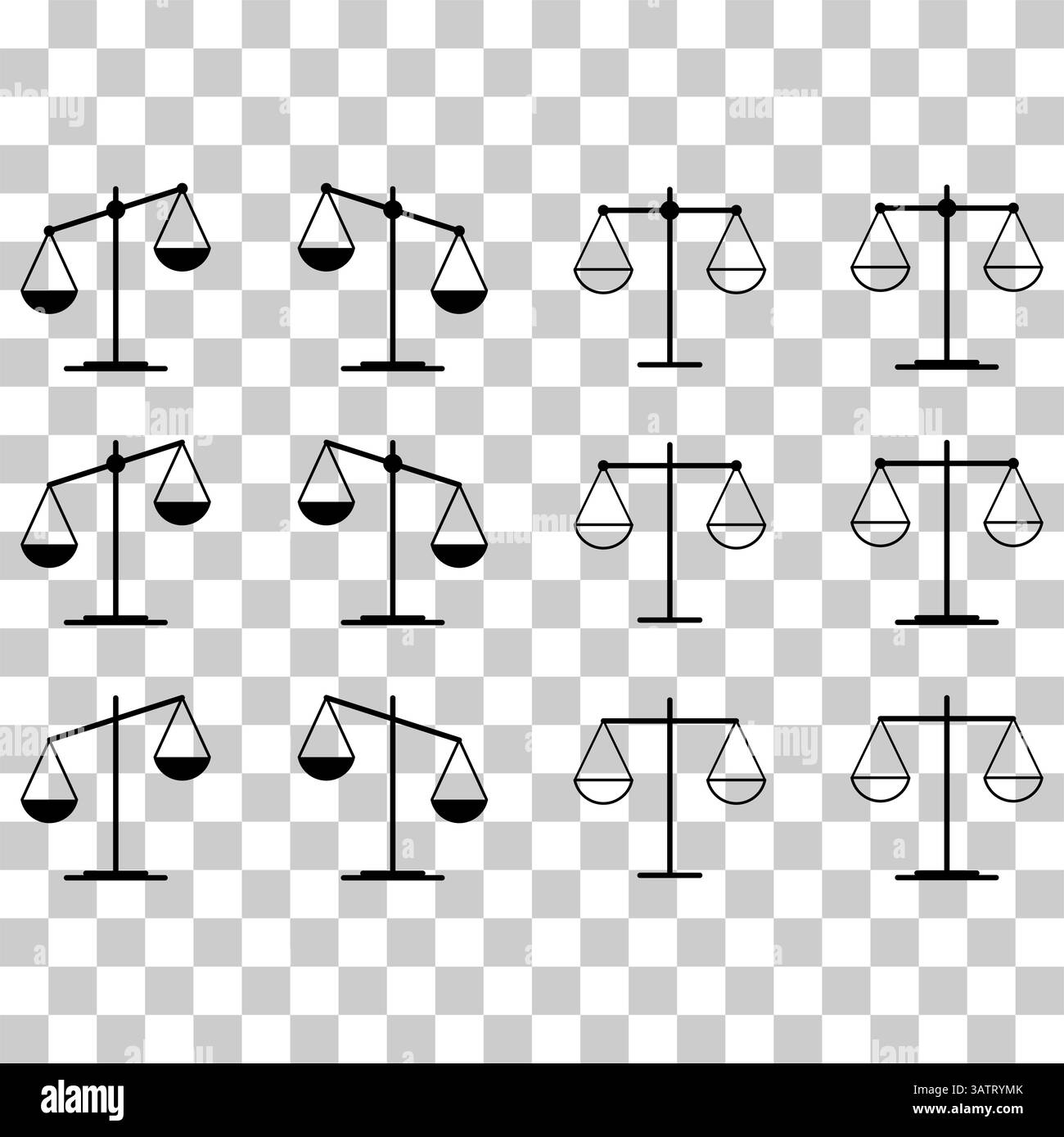 Set of Scale equal icon, lawyer crime web sign, protection balance ...