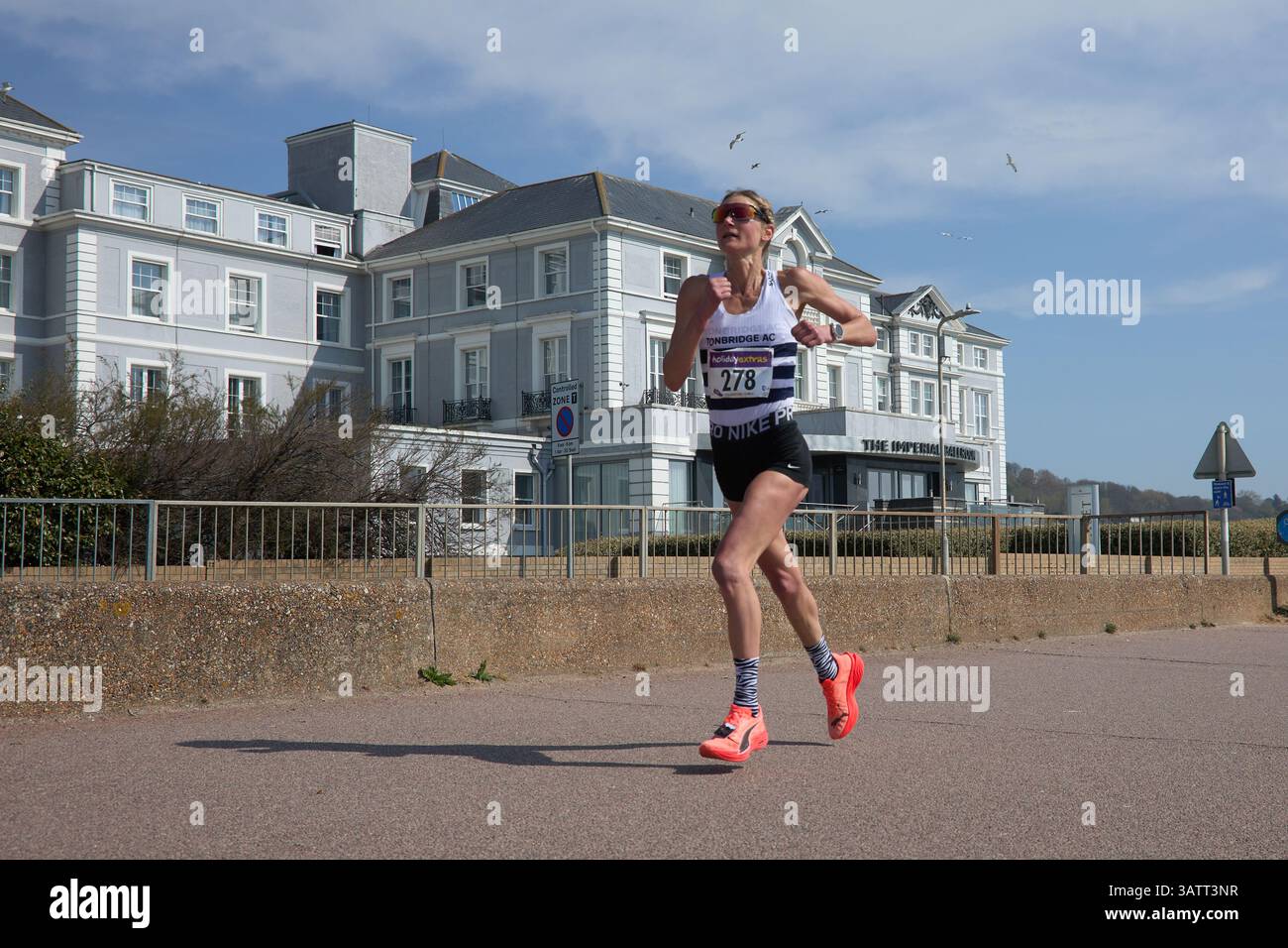 Helen Gaunt, the first woman finisher of the Folkestone 10 mile race ...