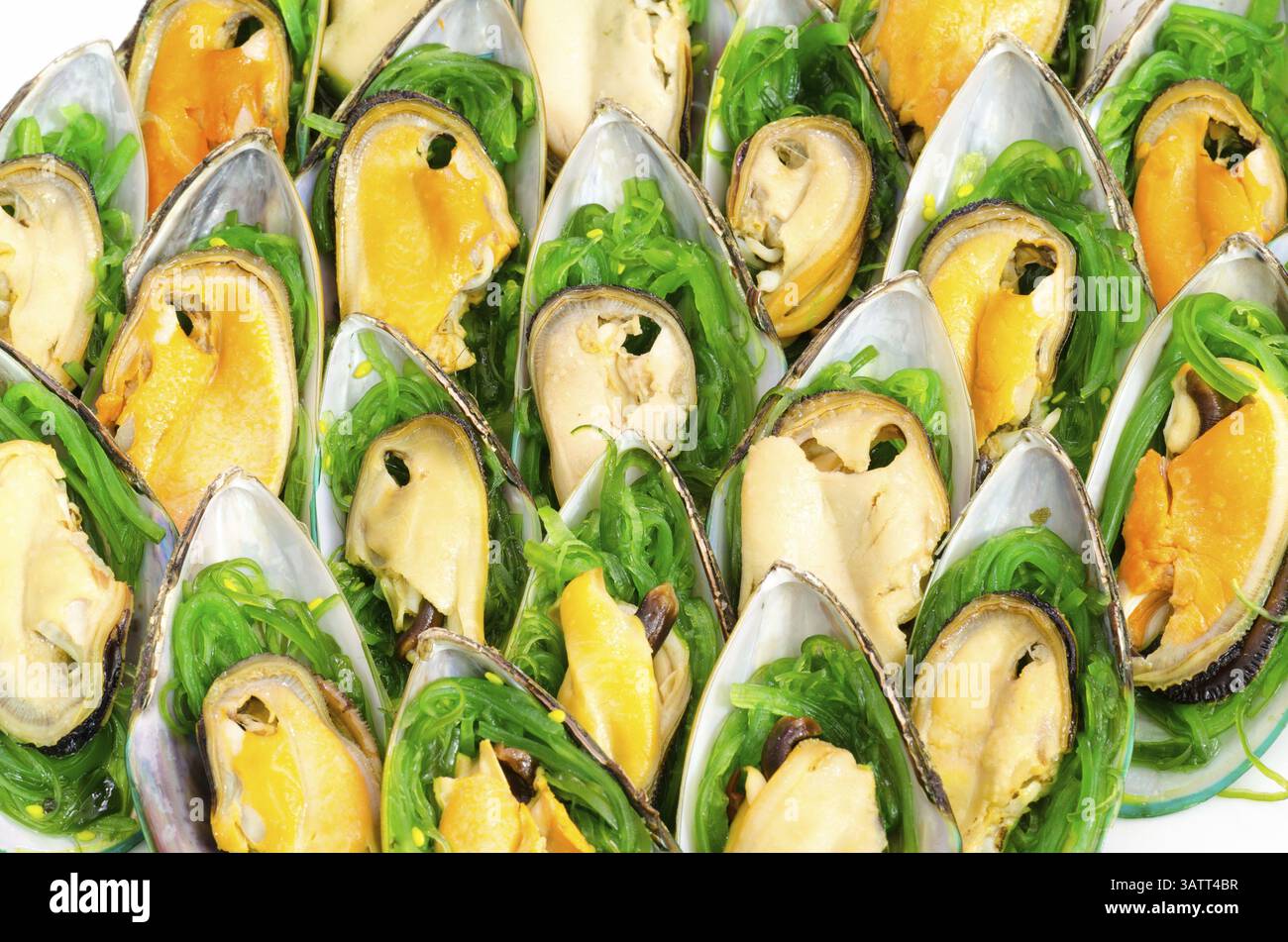 A lot of shellfish snacks on buffet table, catering Stock Photo - Alamy