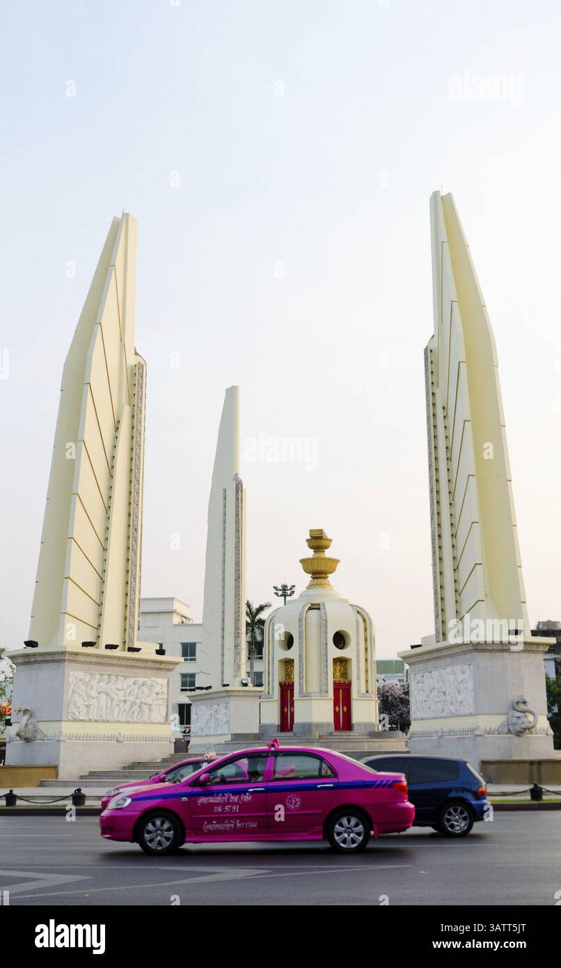 BANGKOK, THAILAND - FEB 17: Democracy Monument was raised in 1939 to ...
