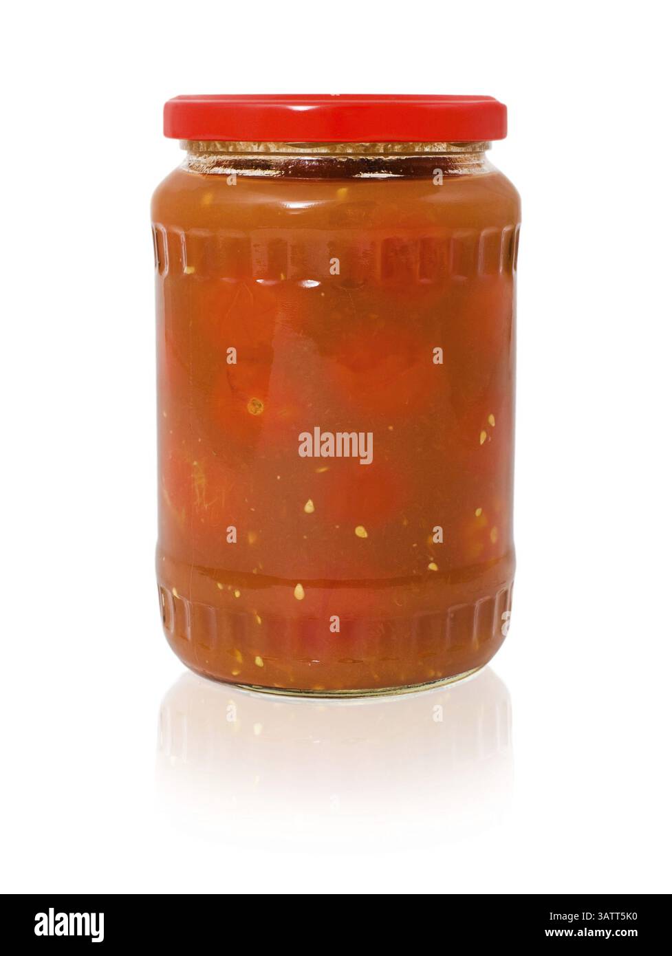 A glass jar of pickled tomatoes in their own juice, clipping path Stock ...