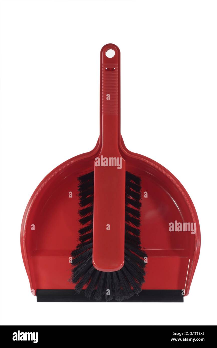 Red plastic sweeper set - isolated on white background Red dust pan ...