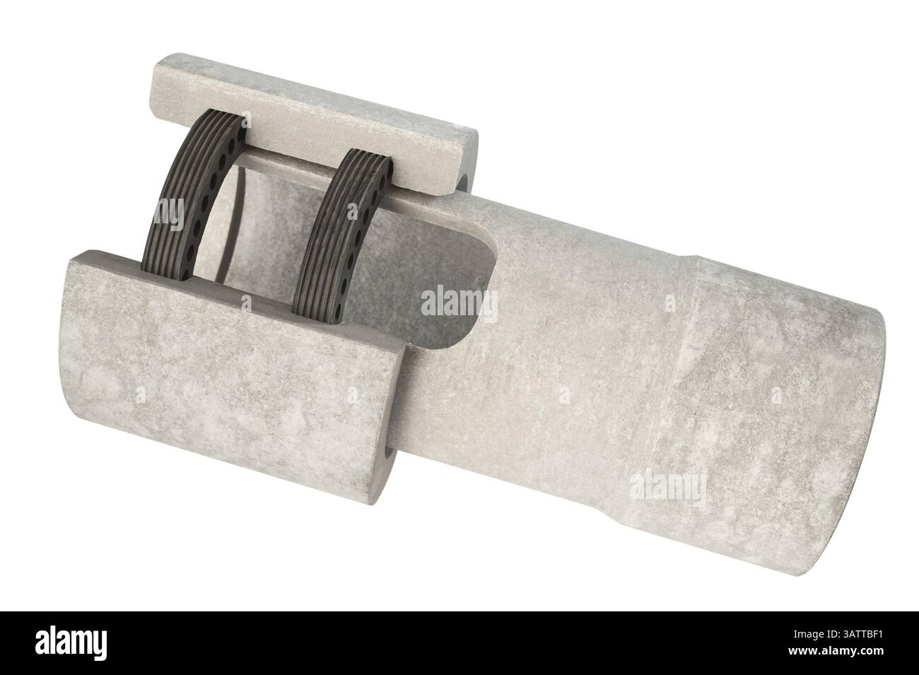 A showpiece of concrete pipe demonstrating rubber rings in pipe joints ...