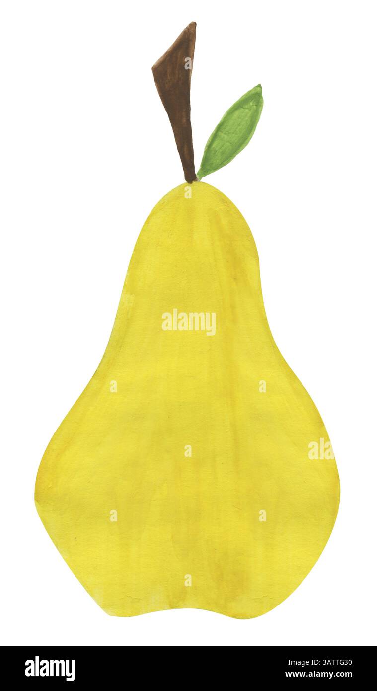 A child drawing of a yellow pear, painted, then scanned Stock Photo - Alamy