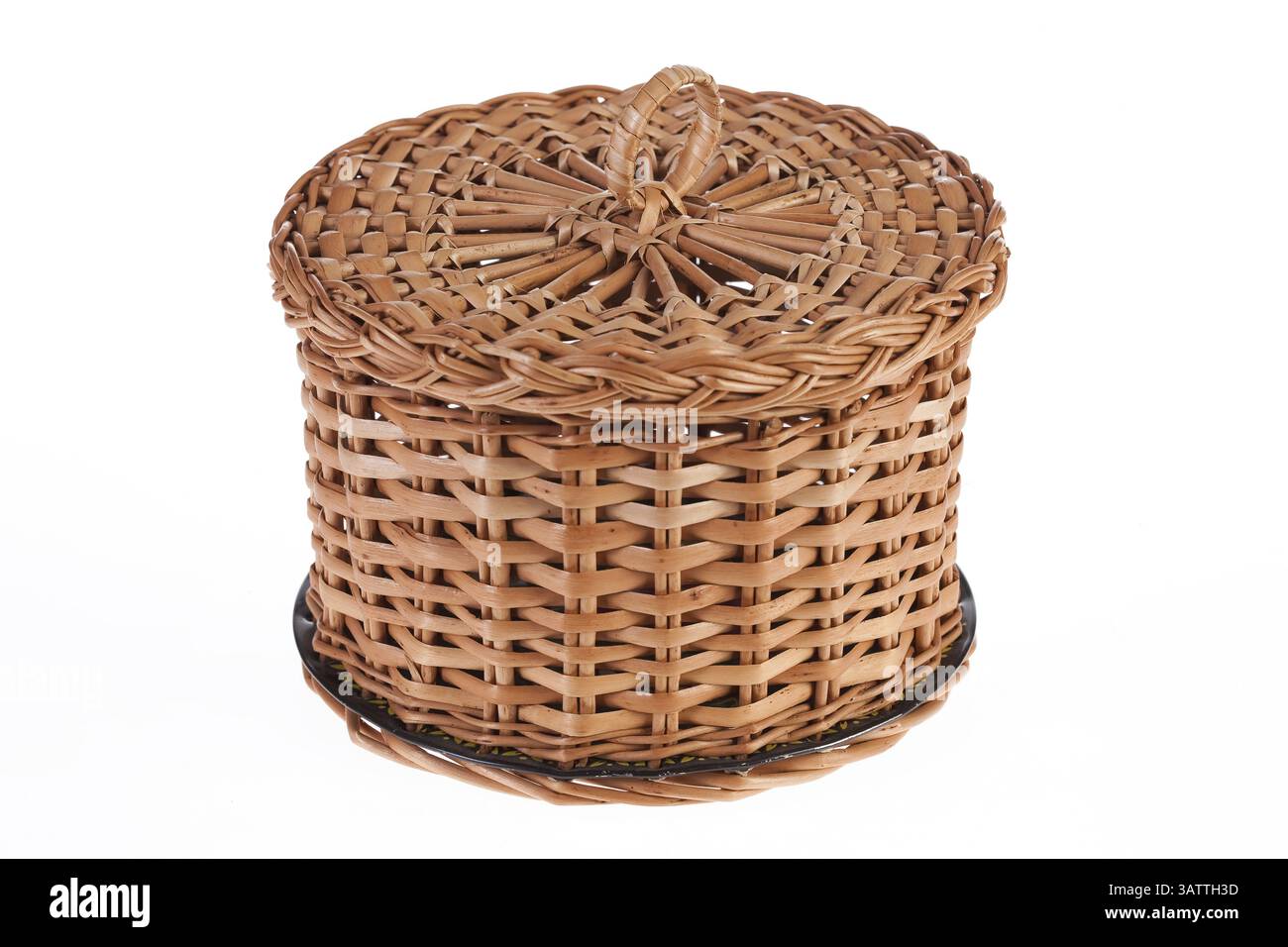 Traditional Russian handmade wicker basket on isolated background ...