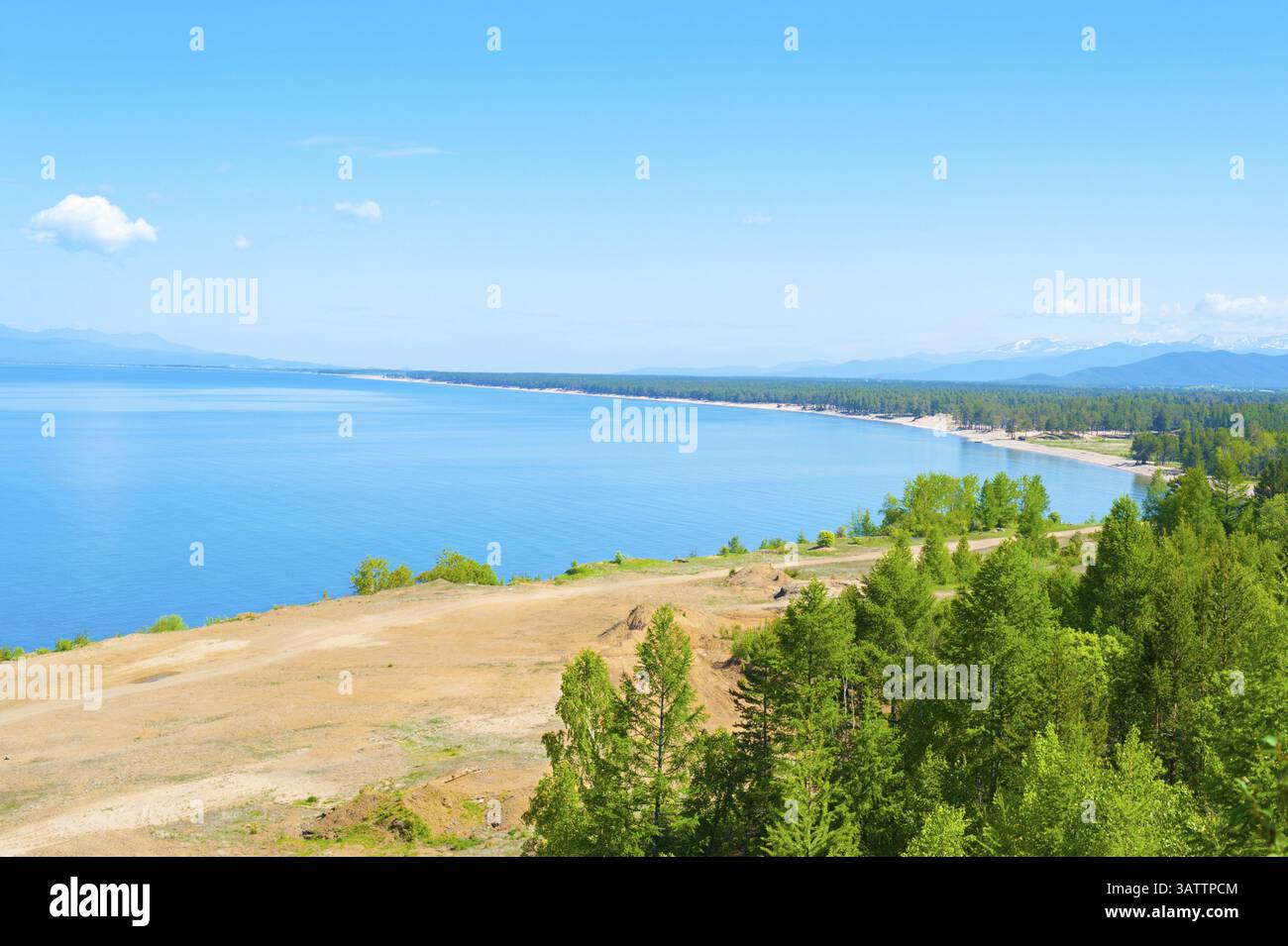View at lake Baikal from mountain in Ust-Barguzin Stock Photo - Alamy