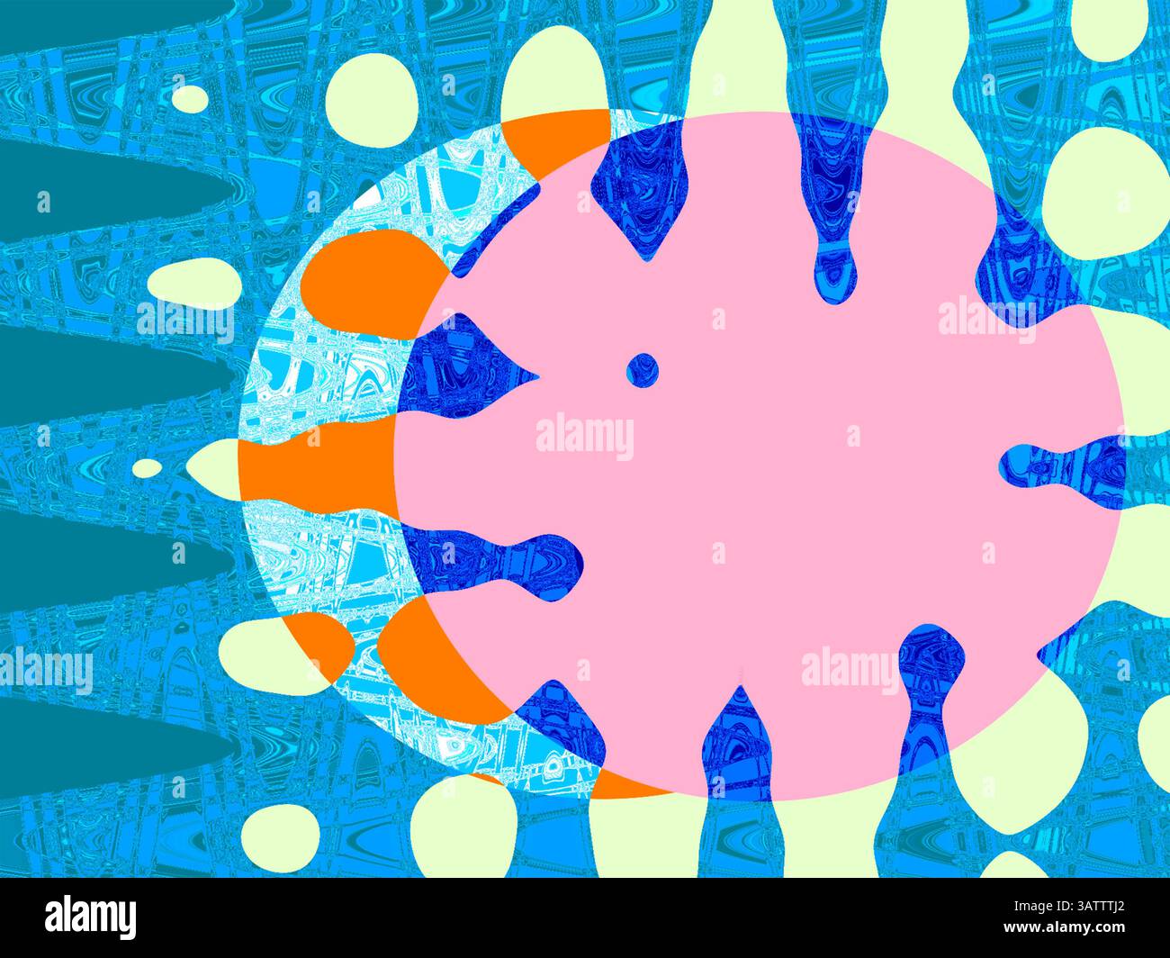A colorful, abstract composition, a mix of geometric shapes and vibrant ...