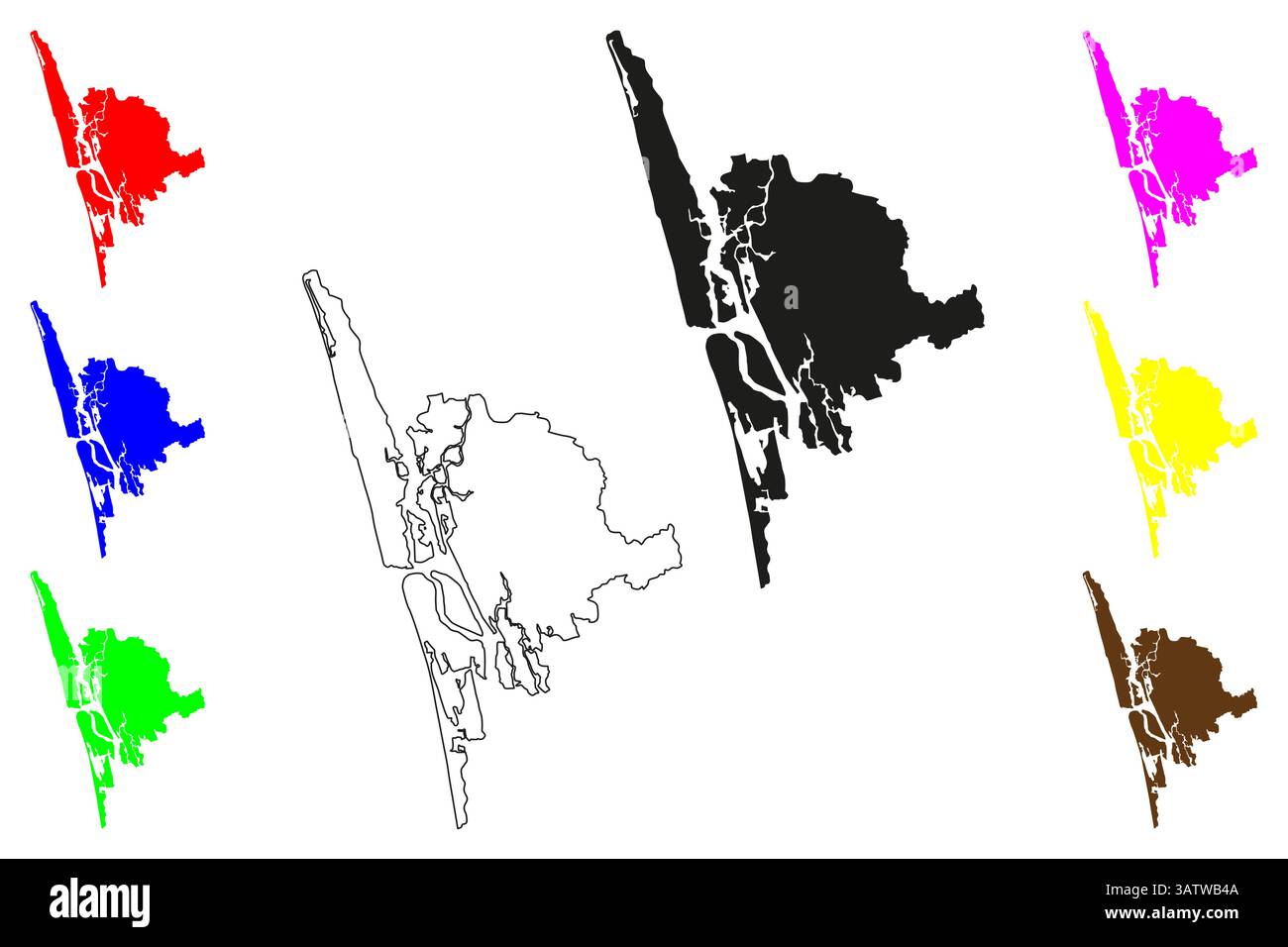 Kochi city (Republic of India, State of Kerala) map vector illustration ...