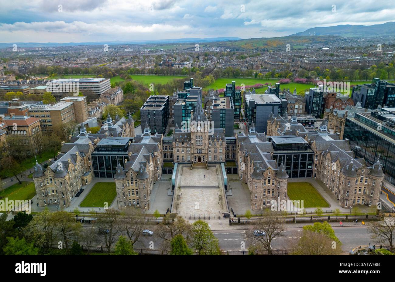 Aerial view from drone of The Edinburgh Futures Institute (EFI) at the ...