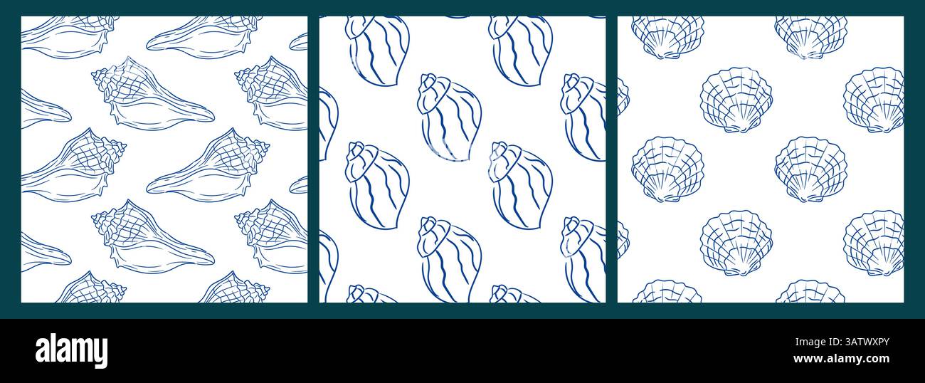 Detailed patterns of seashells designed for coastal-themed decor and ...