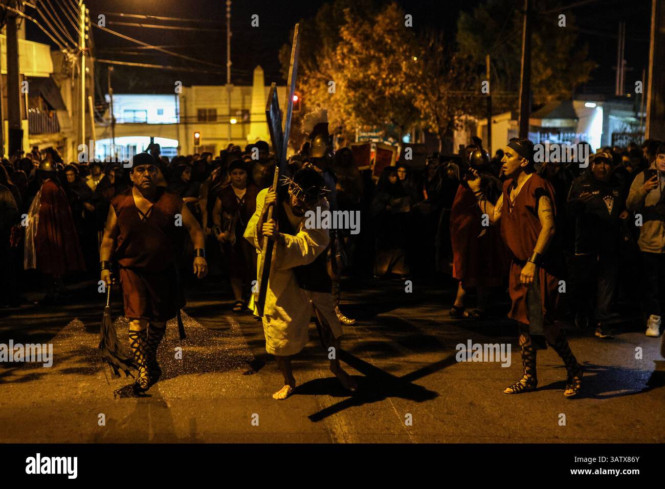 Valparaiso, Chile. 18th Apr, 2025. Jesus carries the cross during the ...