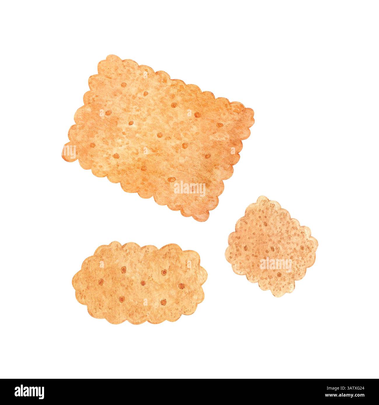 Hand drawn watercolor set of crackers. Illustration of food isolated on ...