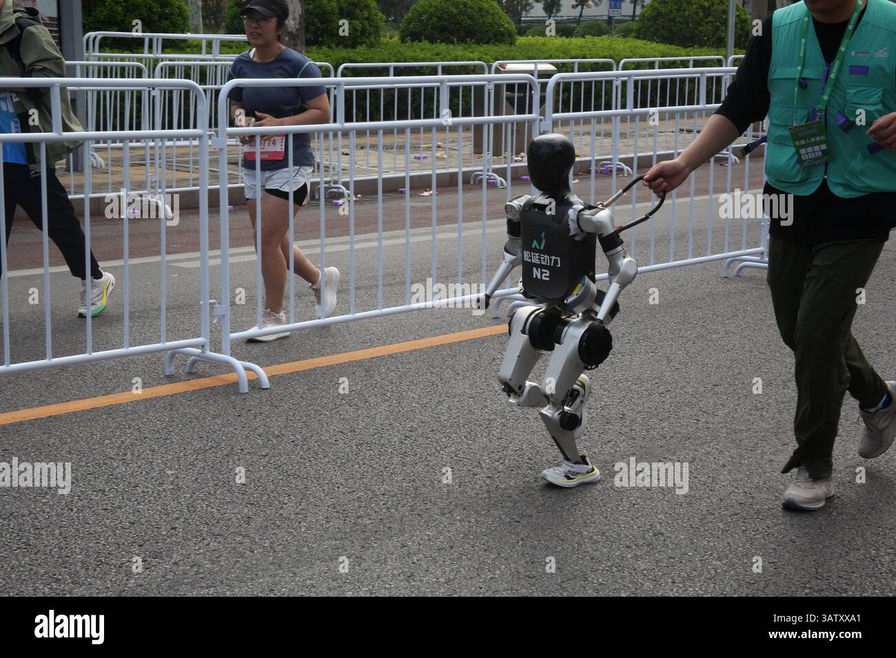 Beijing, China. 19th Apr, 2025. A humanoid robot participated in the ...