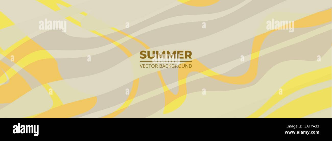 Abstract summer background with minimalist modern design and yellow beige wavy shapes. Vector ...