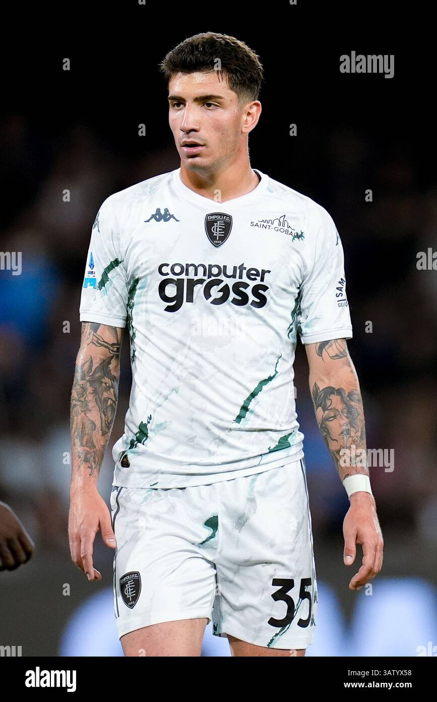 Naples, Italy. 14th Apr, 2025. Luca Marianucci of Empoli FC looks on ...