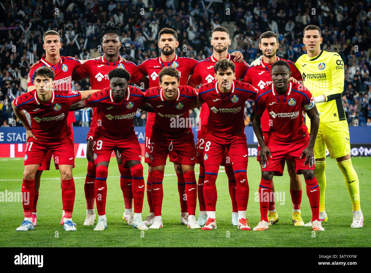 Barcelona, Espagne. 18th Apr, 2025. Team of Getafe CF during the ...