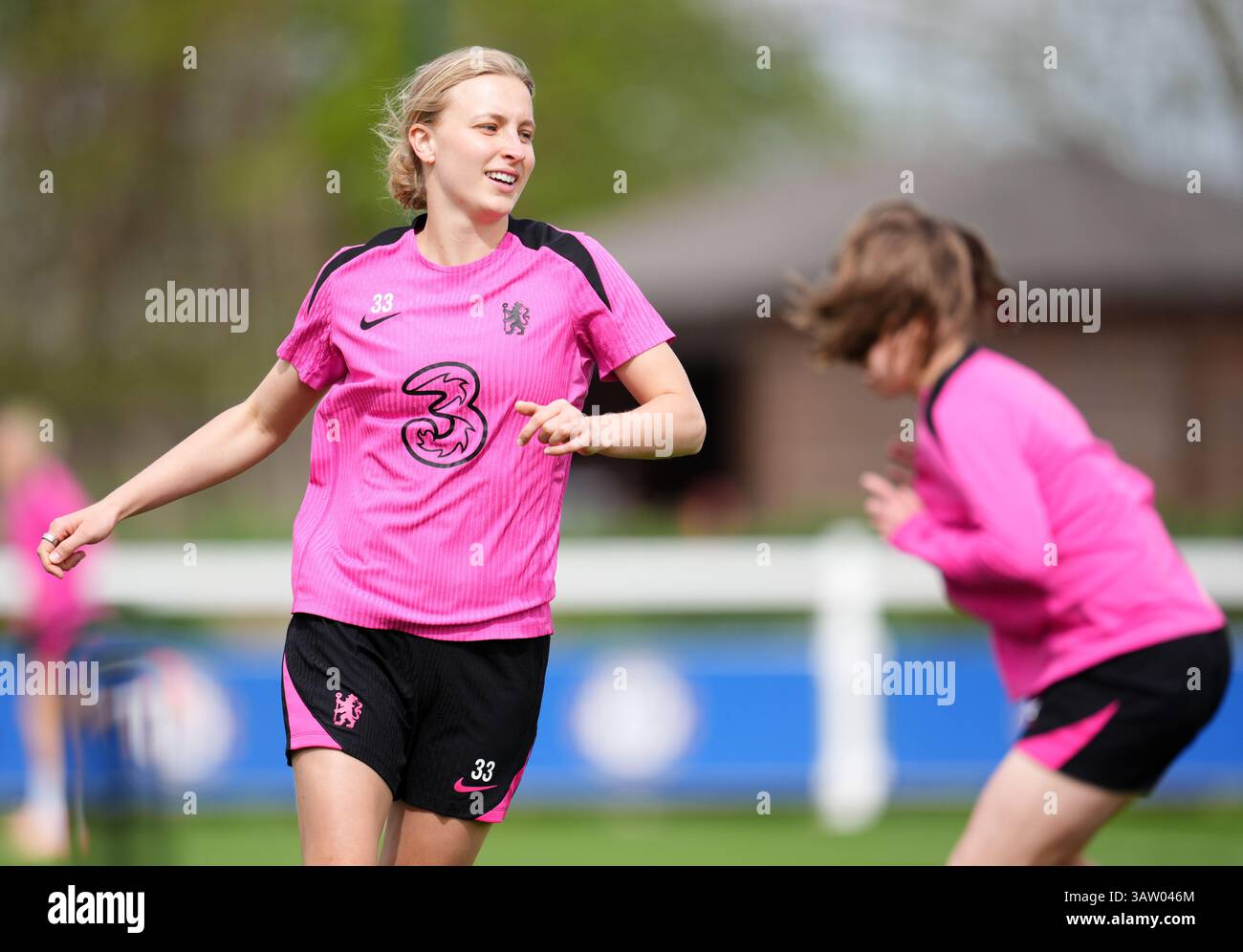 Chelsea's Aggie Beever-Jones (left) during a training session at Cobham ...