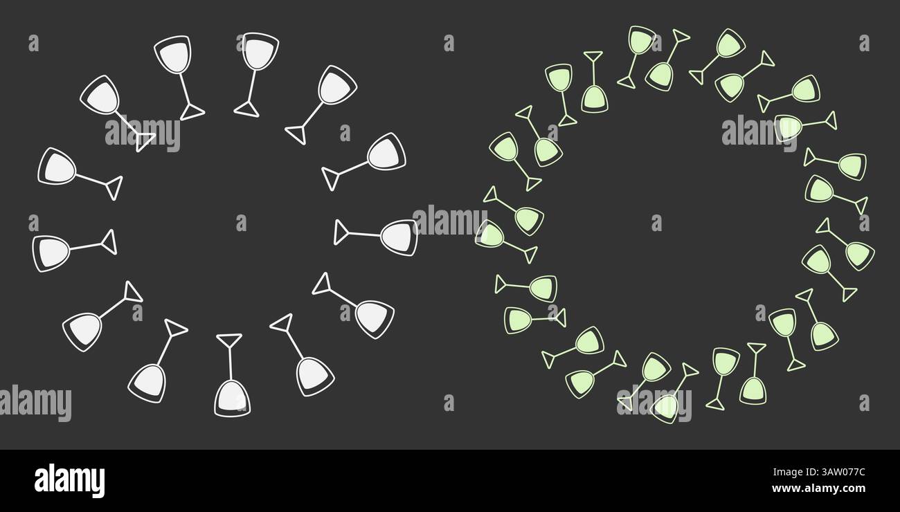 Freehand Shot glasses Circle Frame border Bartender Day Copy space ...