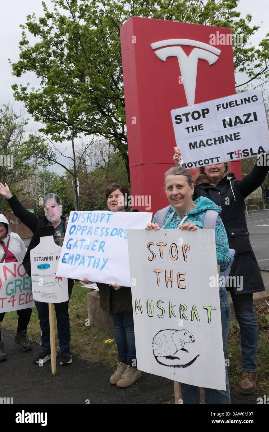 Bristol, UK. 19th April 2025. Bristol Tesla Takedown with Americans for ...