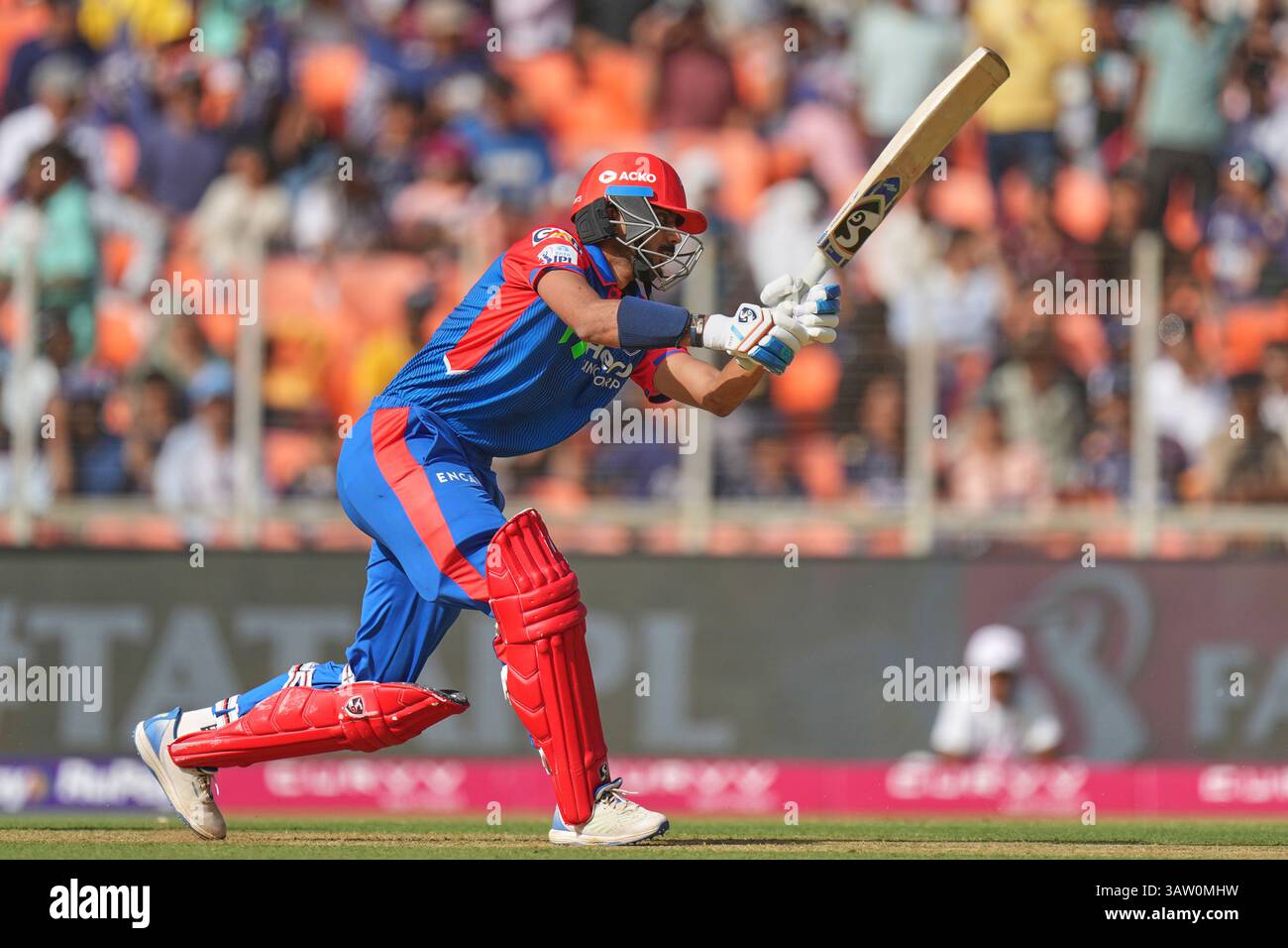 Delhi Capitals' captain Axar Patel plays a shot during the Indian ...