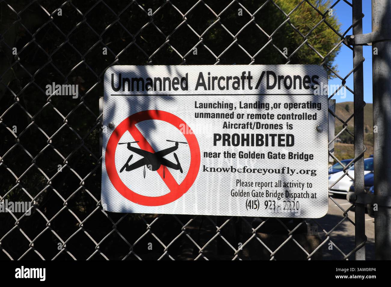 Signpost with warning about drone usage prohibition in The iconic ...