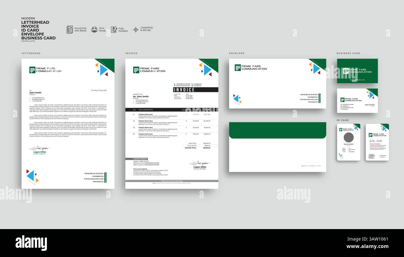 Modern and Minimalist Letterhead Stationary set template Stock Vector ...